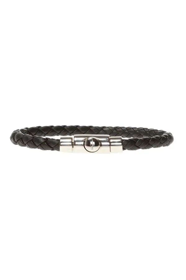 FERRAGAMO Woven Calf Leather Bracelet - Black