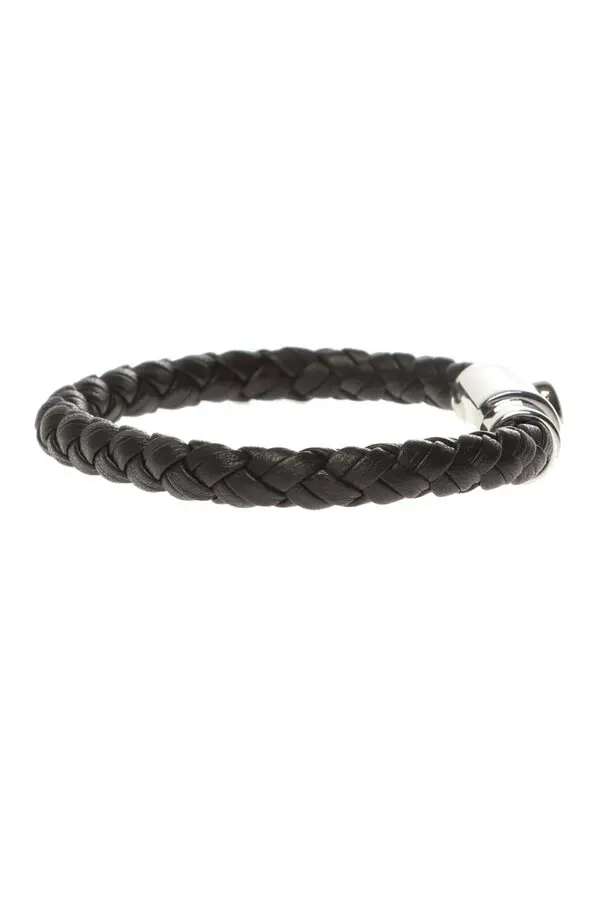 FERRAGAMO Woven Calf Leather Bracelet - Black