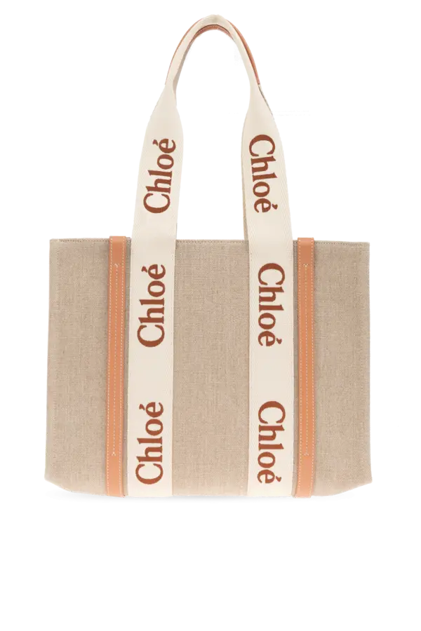 Chloé Woody Medium Shopper Bag - Beige