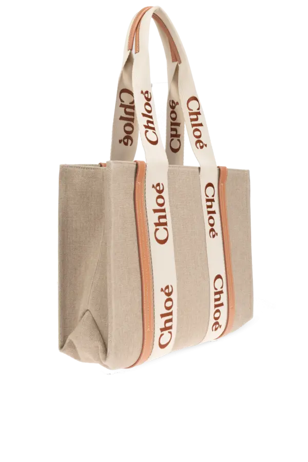 Chloé Woody Medium Shopper Bag - Beige
