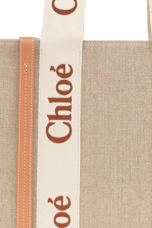 Chloé Woody Medium Shopper Bag - Beige