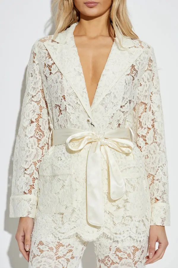 Dolce & Gabbana Lace Blazer With Satin Belt