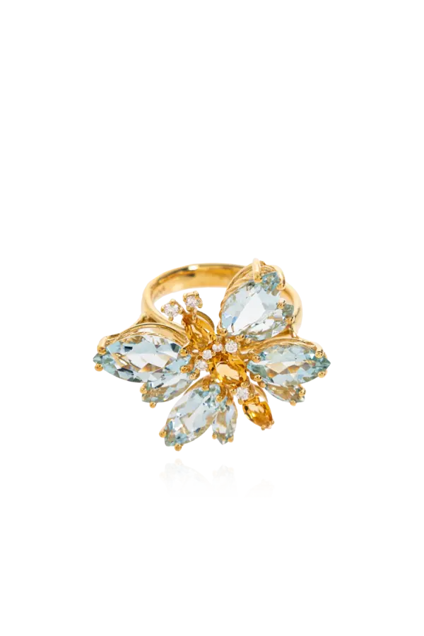 Dolce & Gabbana 18kt Gemstone Butterfly Ring - Gold