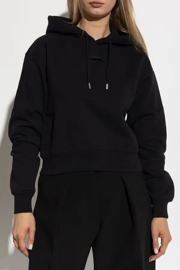 Jacquemus Hooded Knit Cotton Hoodie - Black