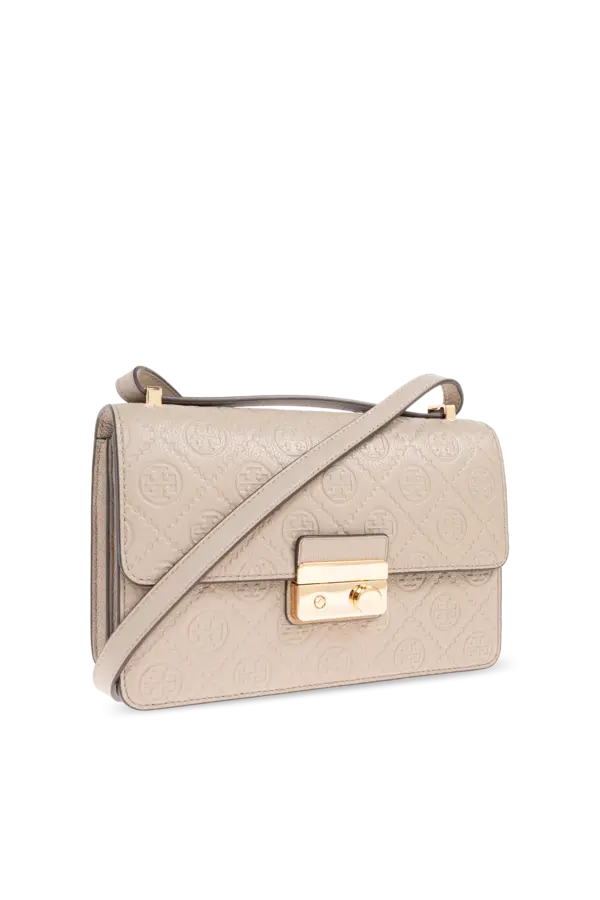 Tory Burch T Monogram Pebble Shoulder Bag - Grey