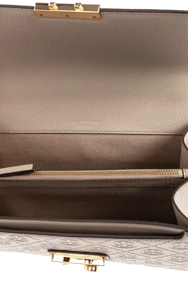 Tory Burch T Monogram Pebble Shoulder Bag - Grey