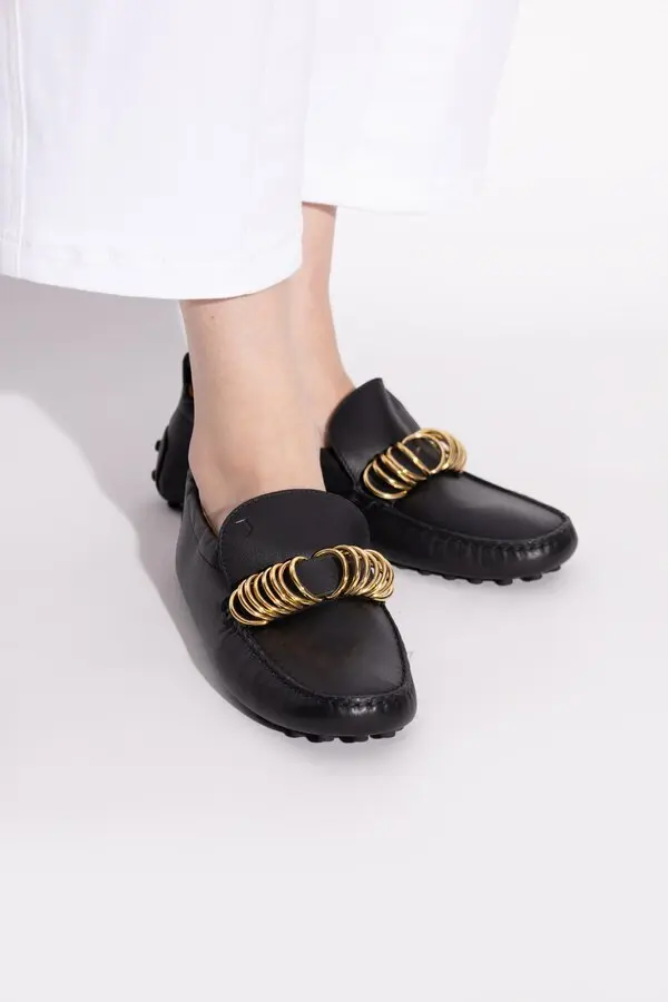 TOD’S Leather Loafers With Gold Ring Detail