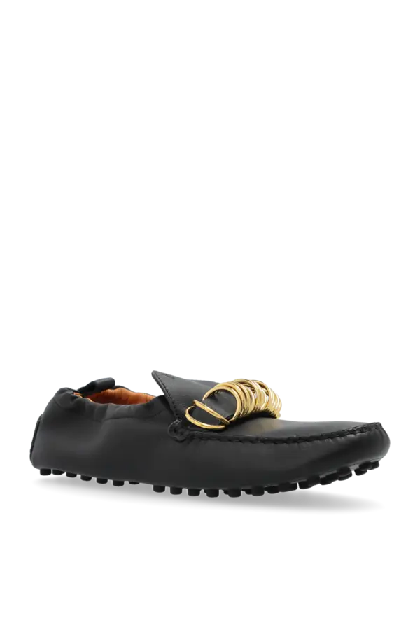 TOD’S Leather Loafers With Gold Ring Detail