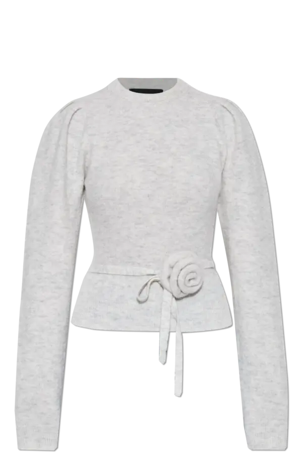 ROTATE BY BIRGER CHRISTENSEN Wool And Alpaca Blend Sweater With Rose Appliqué Belt