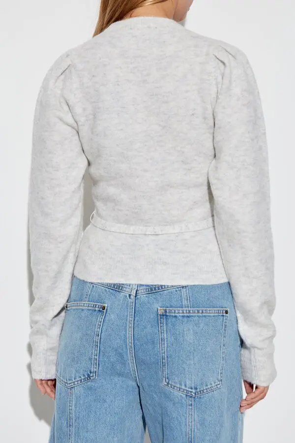 ROTATE BY BIRGER CHRISTENSEN Wool And Alpaca Blend Sweater With Rose Appliqué Belt