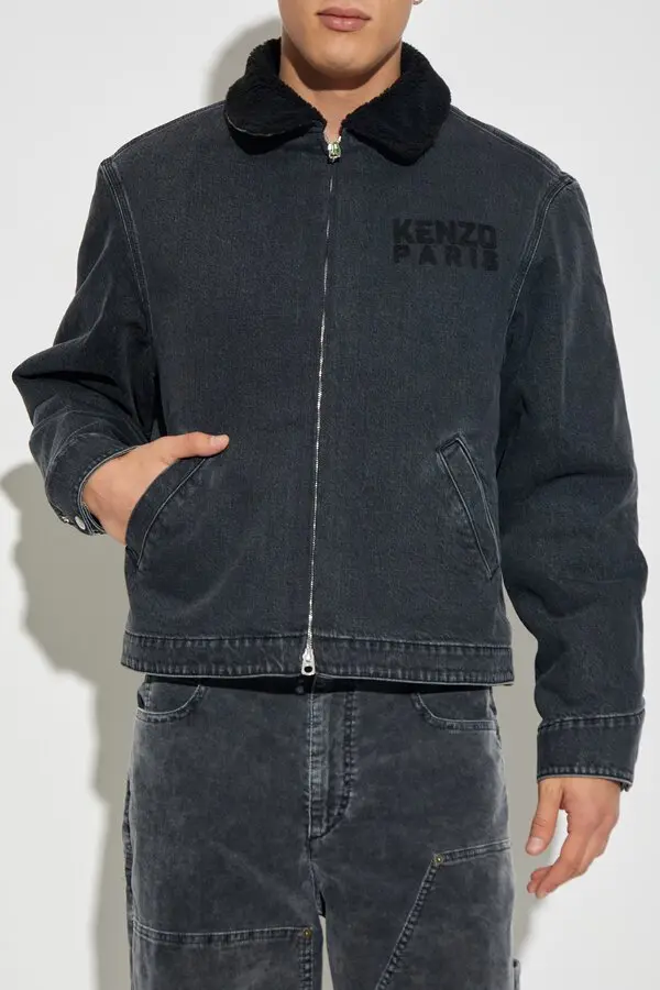 Kenzo Denim Trucker Jacket With Embroidered Logo