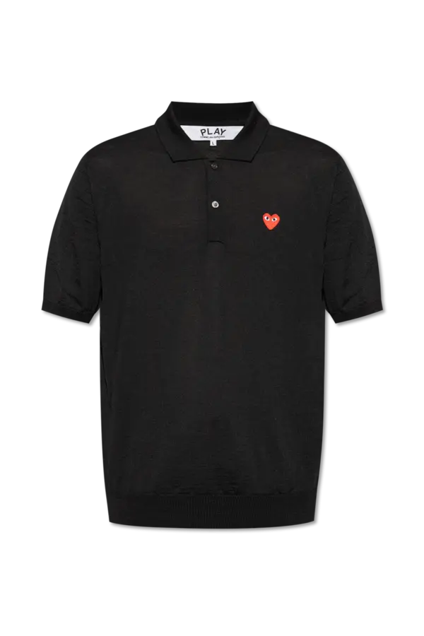 Play Comme Des Garcon Wool Polo Shirt - Black