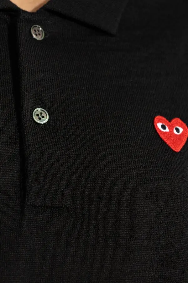 Play Comme Des Garcon Wool Polo Shirt - Black