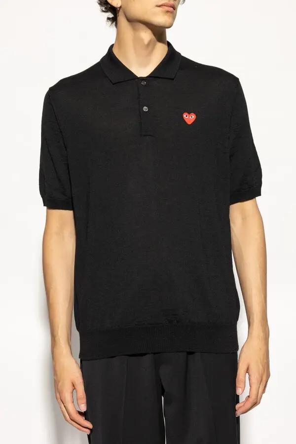 Play Comme Des Garcon Wool Polo Shirt - Black