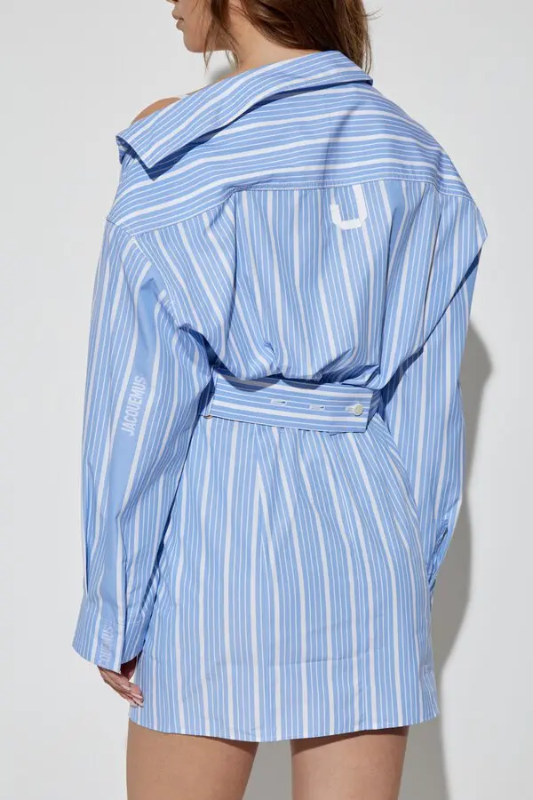 jacquemus blue striped dress Mojave Sunset Halterneck Knit Mini Dress Striped Blue