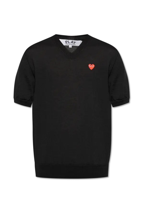 Play Comme Des Garcon Woolen V-neck T-shirt - Black