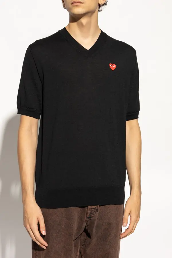 Play Comme Des Garcon Woolen V-neck T-shirt