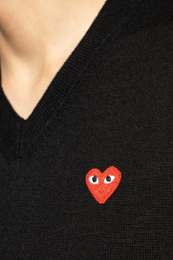 Play Comme Des Garcon Woolen V-neck T-shirt