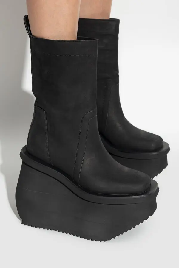 Rick Owens Platform Wedge Sole Leather Shoes