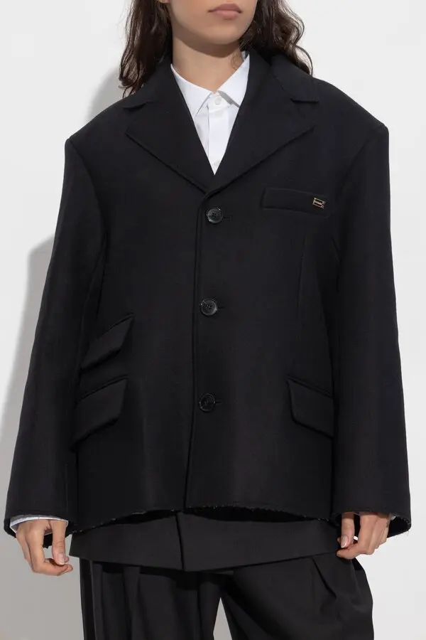 Victoria Beckham Short Coat With Raw Finish - Black