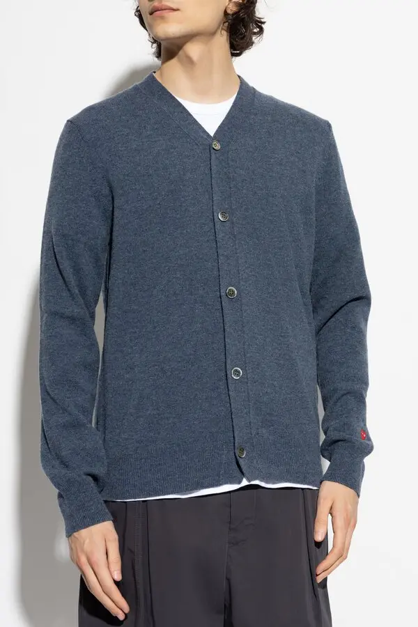 Play Comme Des Garcon Cardigan With Logo Patch - Blue