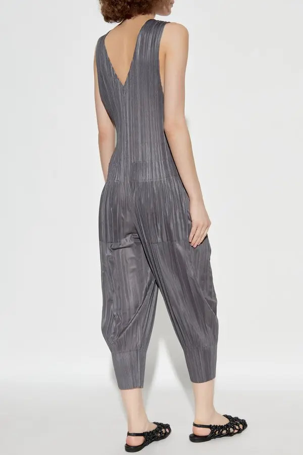 Issey Miyake Pleated Sleeveless Jumpsuit - Grey