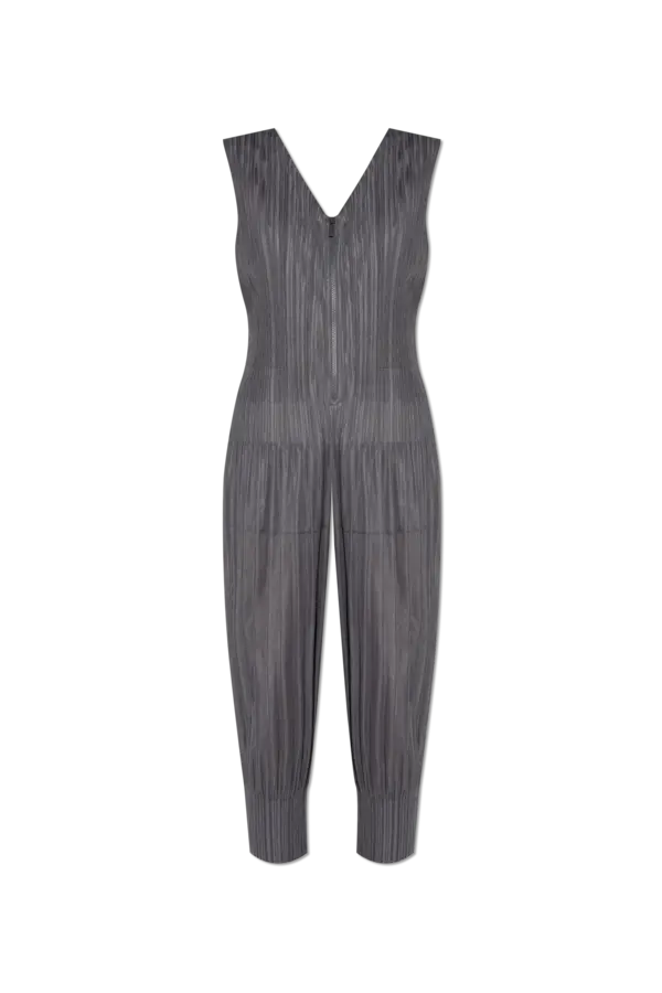 Issey Miyake Pleated Sleeveless Jumpsuit - Grey