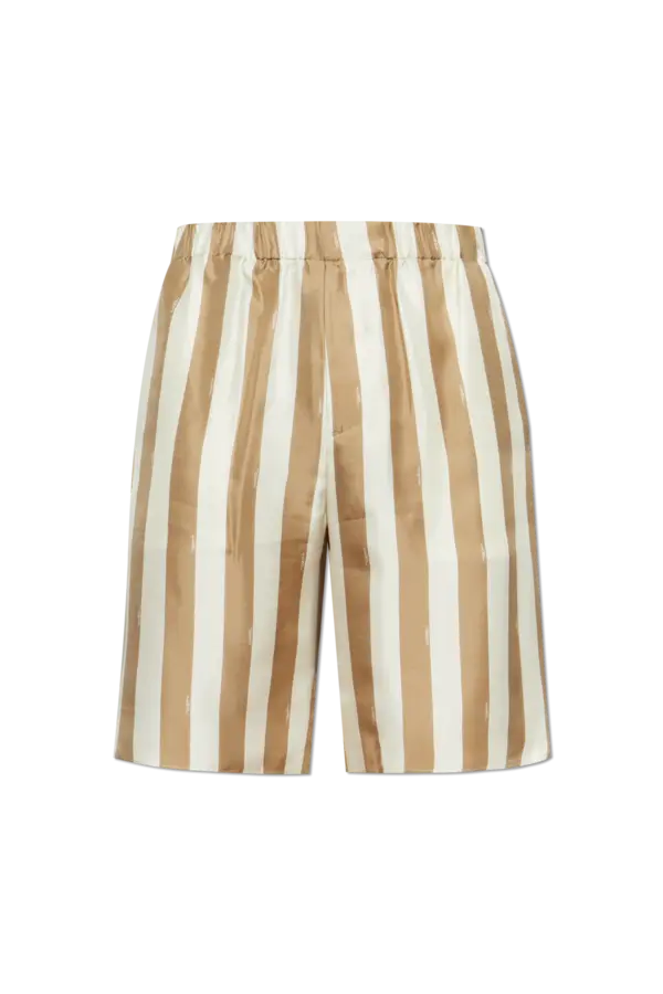 Fendi Silk Shorts With Vertical Stripes - Beige