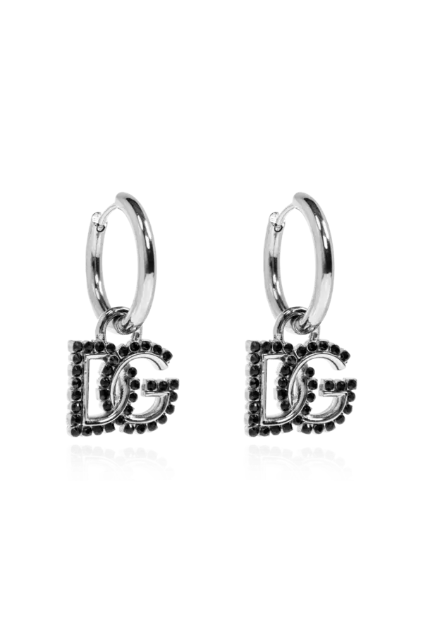 Dolce & Gabbana Earrings With Logo-shaped Pendants - Silver