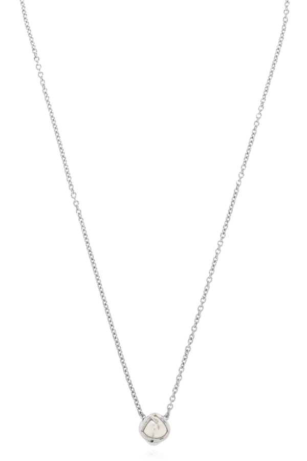 Fendi Necklace With Pearl Pendant - Silver