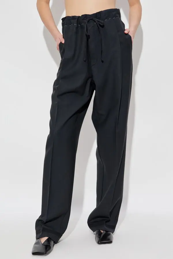 MAISON MARGIELA Creased Pleated Trousers - Black