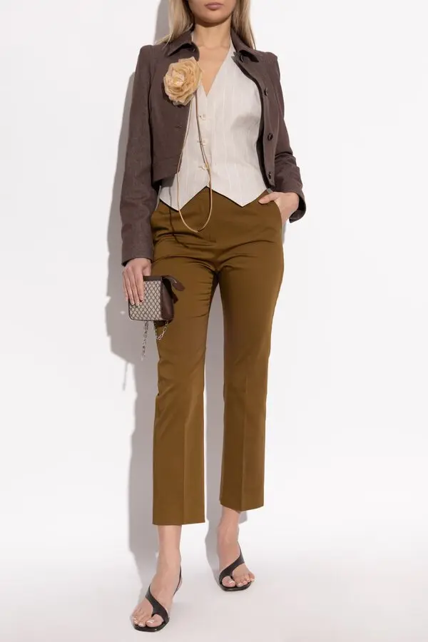 Max Mara Carpa Denim-Effect Crop Jacket In Brown - 60% Off