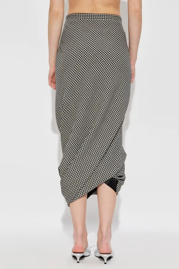Balenciaga Houndstooth Wool Midi Skirt