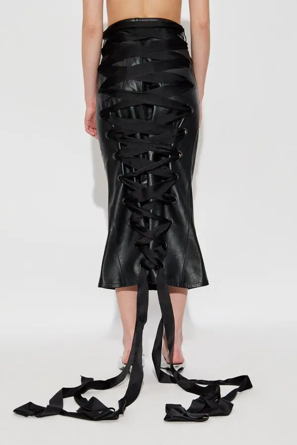 Balenciaga Lambskin Leather Midi Skirt