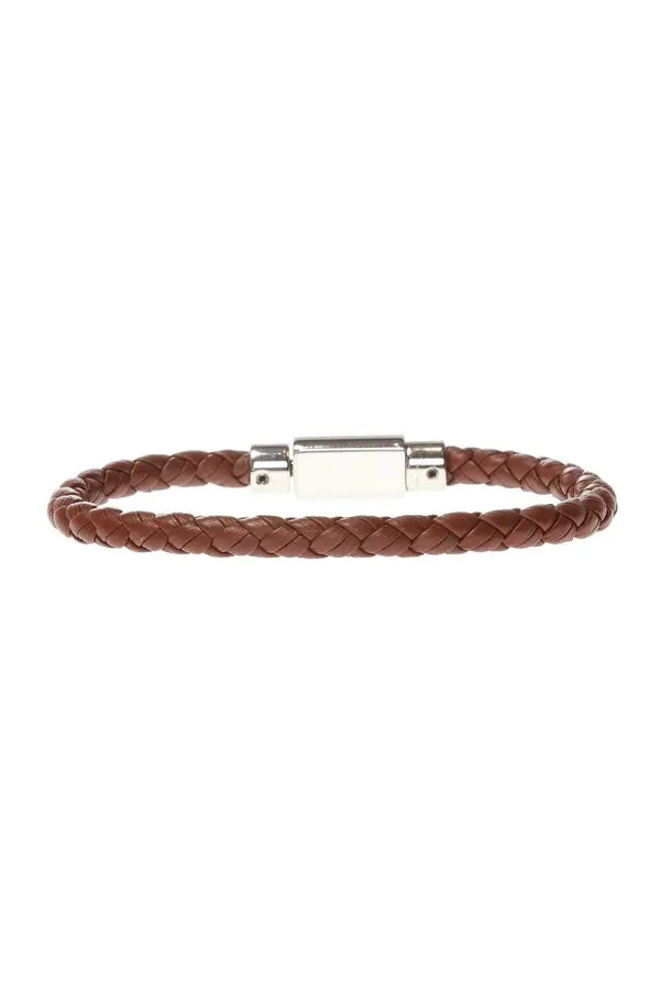 FERRAGAMO Braided Leather Bracelet - Brown