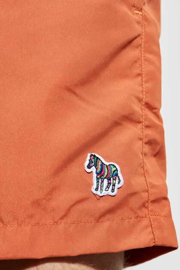 Paul Smith Swim Shorts With Logo Patch - Orange