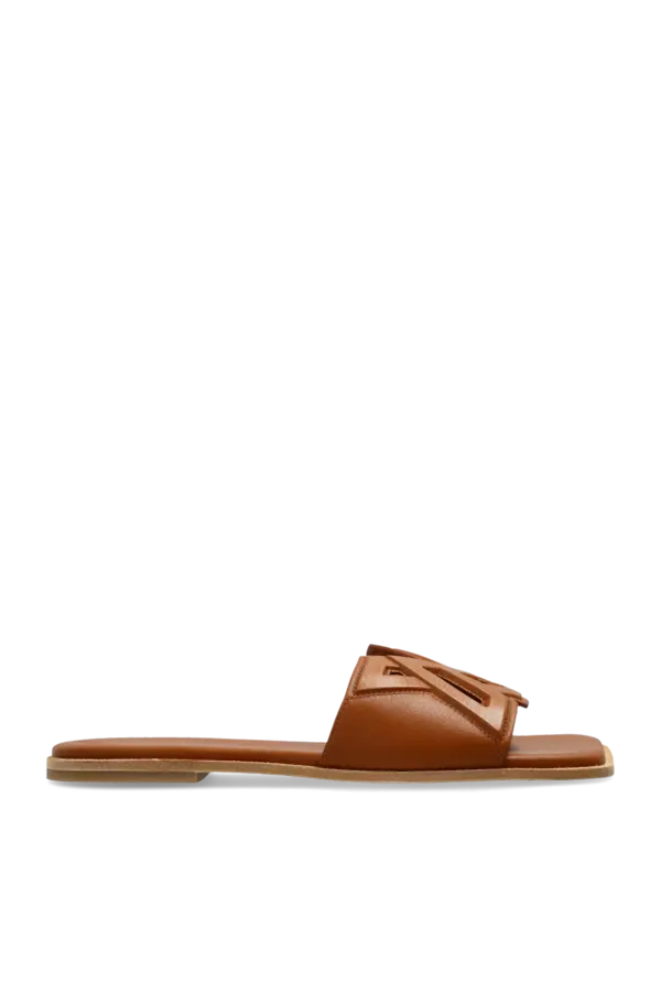 VIC MATIE Leather Slides - Brown