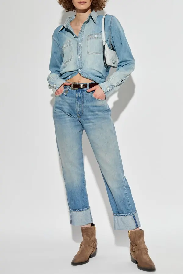 R13 Relaxed Boyfriend Fit Jeans With Embroidered Logo