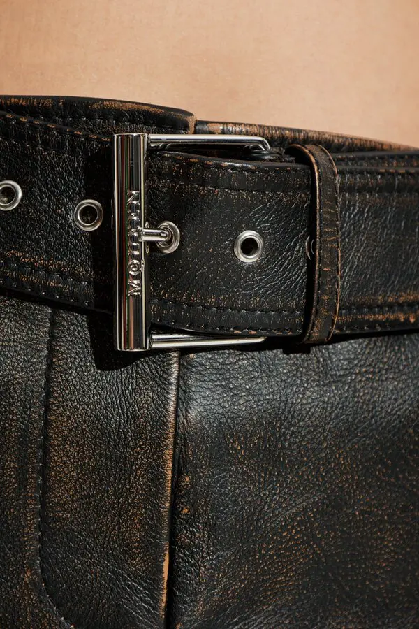 Alexander McQueen Leather Mini Skirt - Brown