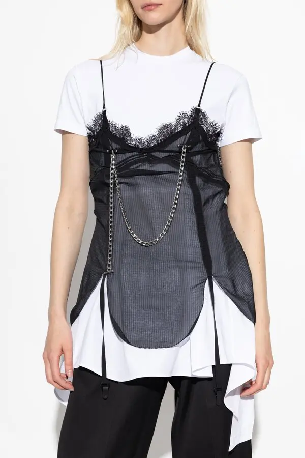 Dsquared2 Mixed Fabric Layered Top