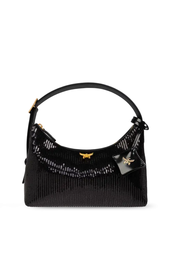 Mcm Sequin Shoulder Bag - Black
