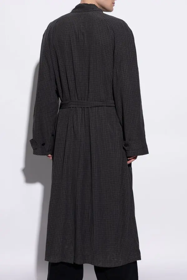Balenciaga Check Pattern Coat With Belt