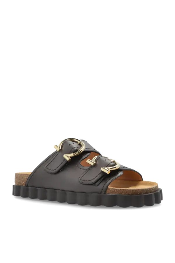 FERRAGAMO Kapalua Leather Slides With Gancini Buckles