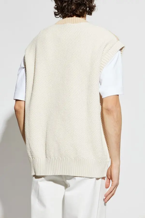 Lacoste Patterned Knit Vest - Cream
