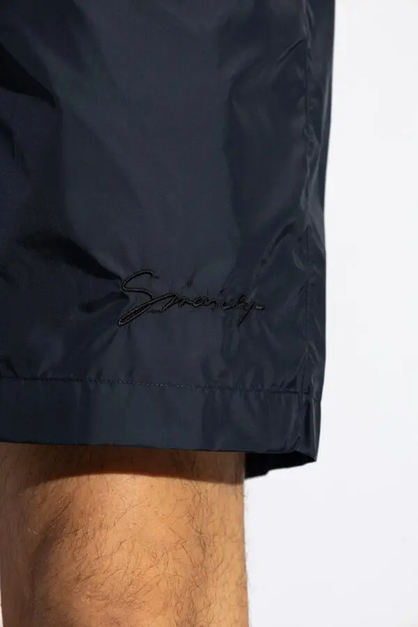 Givenchy Swim Shorts With Embroidered Logo Navy Blue Editorialist