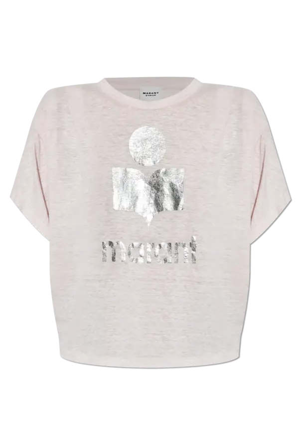 MARANT ETOILE Kyanza Metallic Logo Linen T-shirt