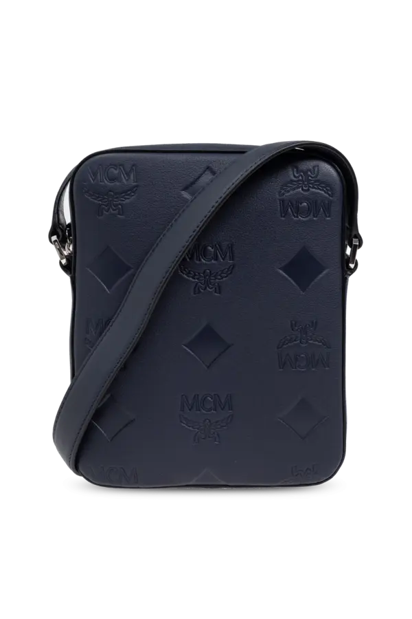 Mcm Leather Shoulder Bag - Navy Blue