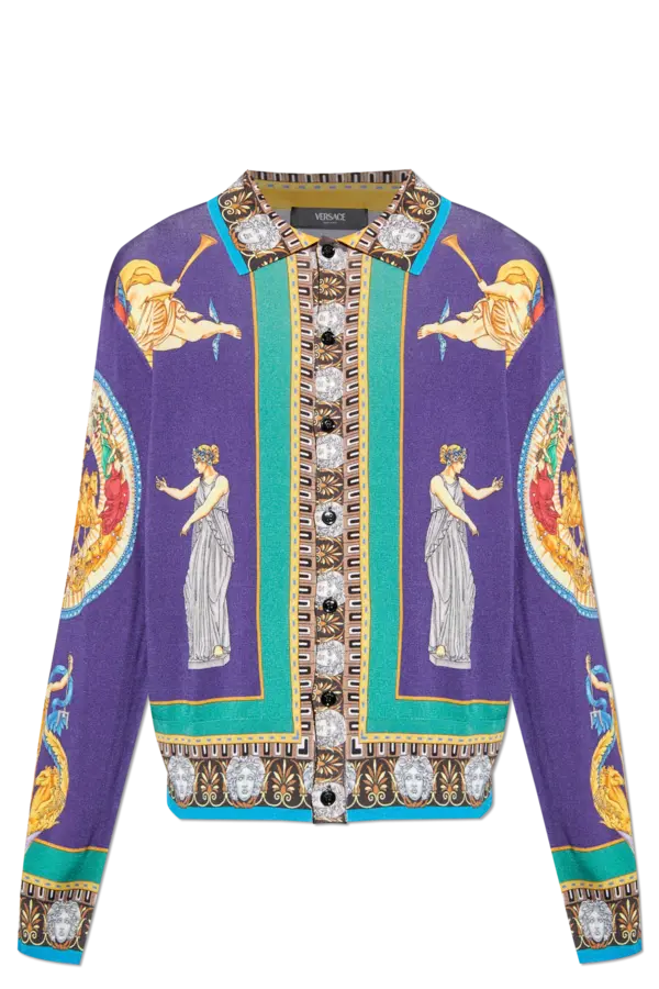 Versace Printed Silk Cardigan - Purple