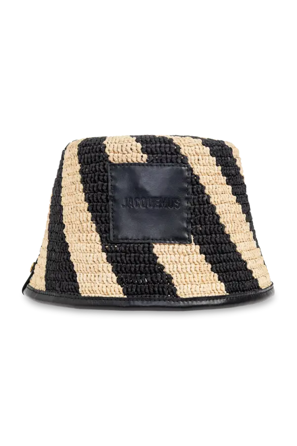 Jacquemus Raffia And Leather Bucket Hat - Beige