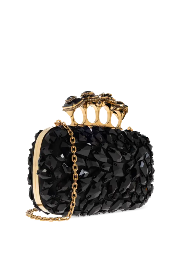 Alexander McQueen Handbag With Knuckle Duster Handle And Stone Embellishments - Black
